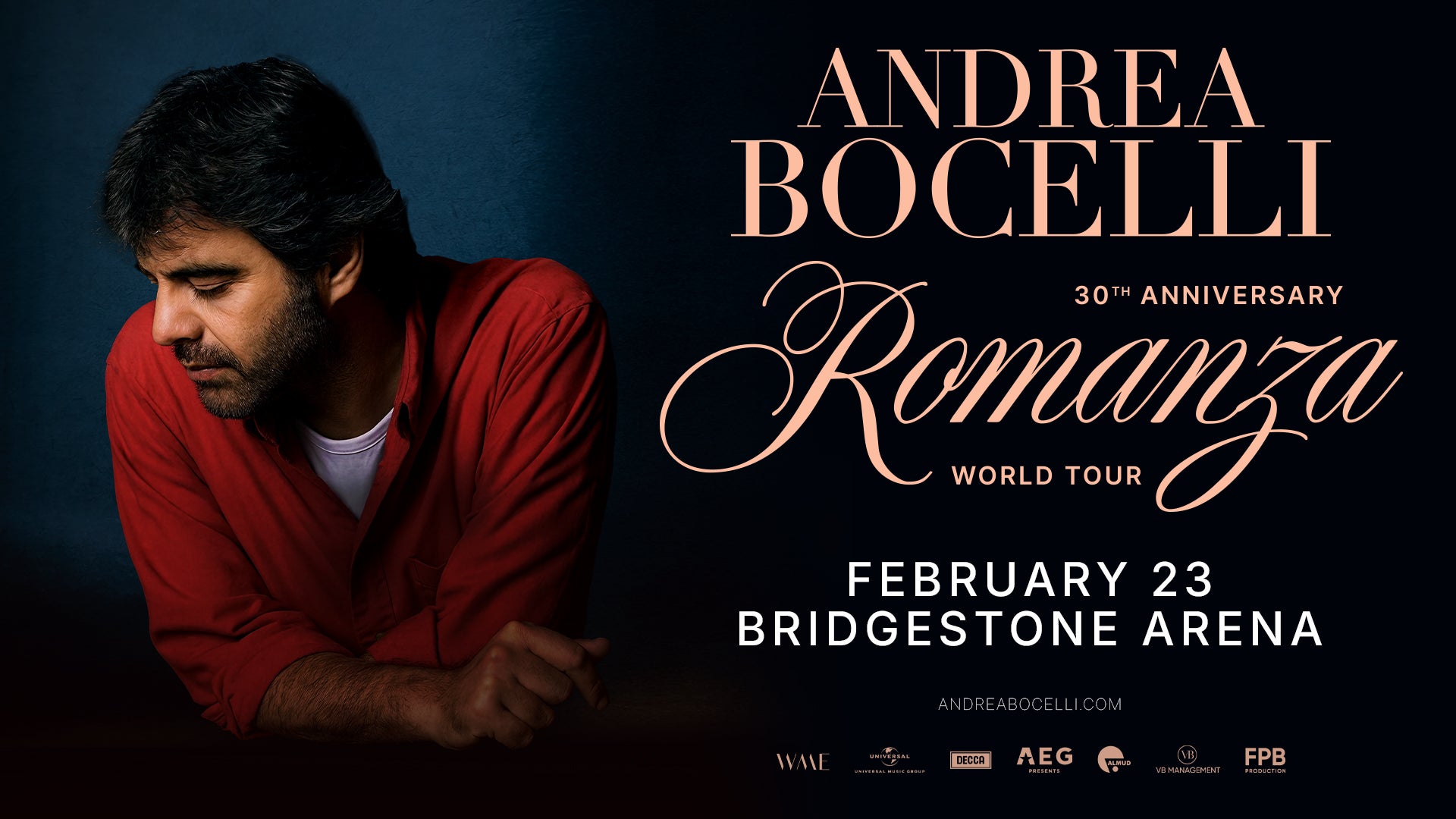 ANDREA BOCELLI "Romanza - 30th Anniversary World Tour” | Bridgestone Arena